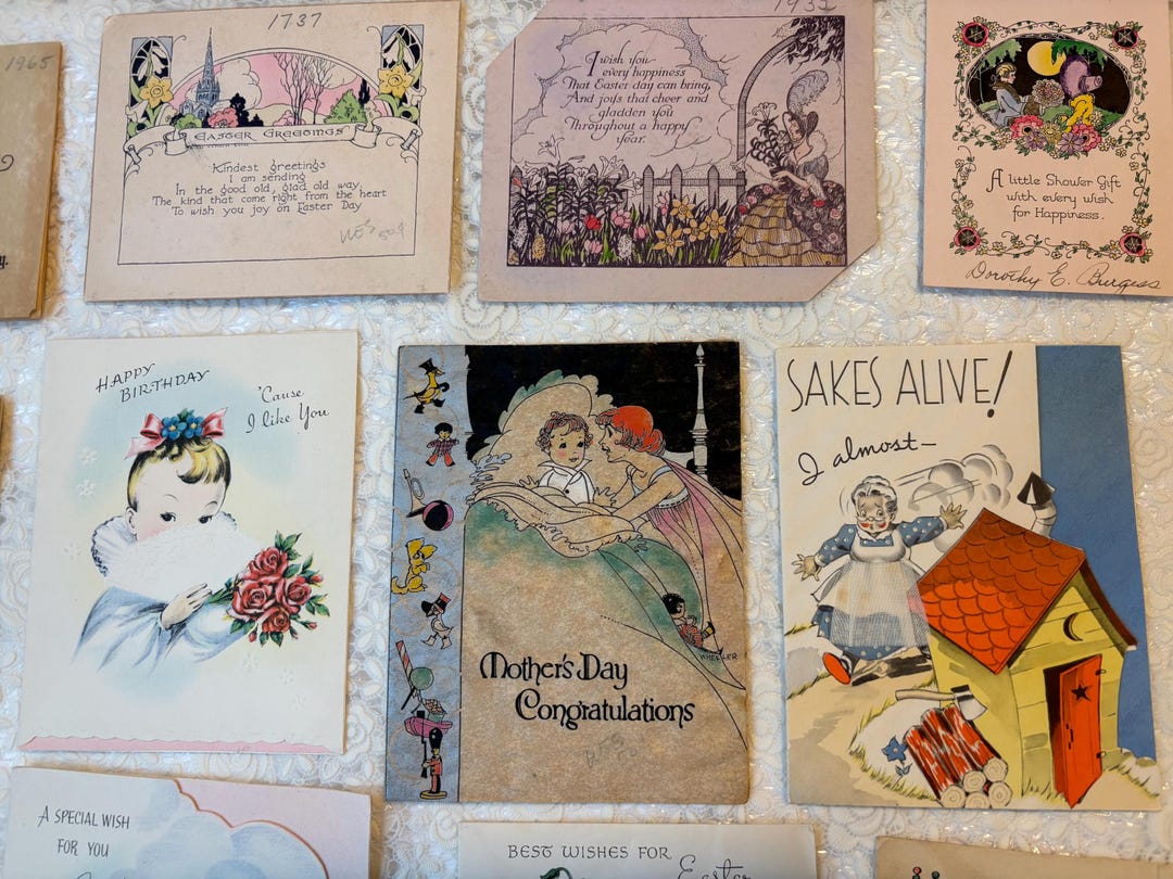 Authentic Antique 1920s 1930s Collection of Greeting Cards Easter ...