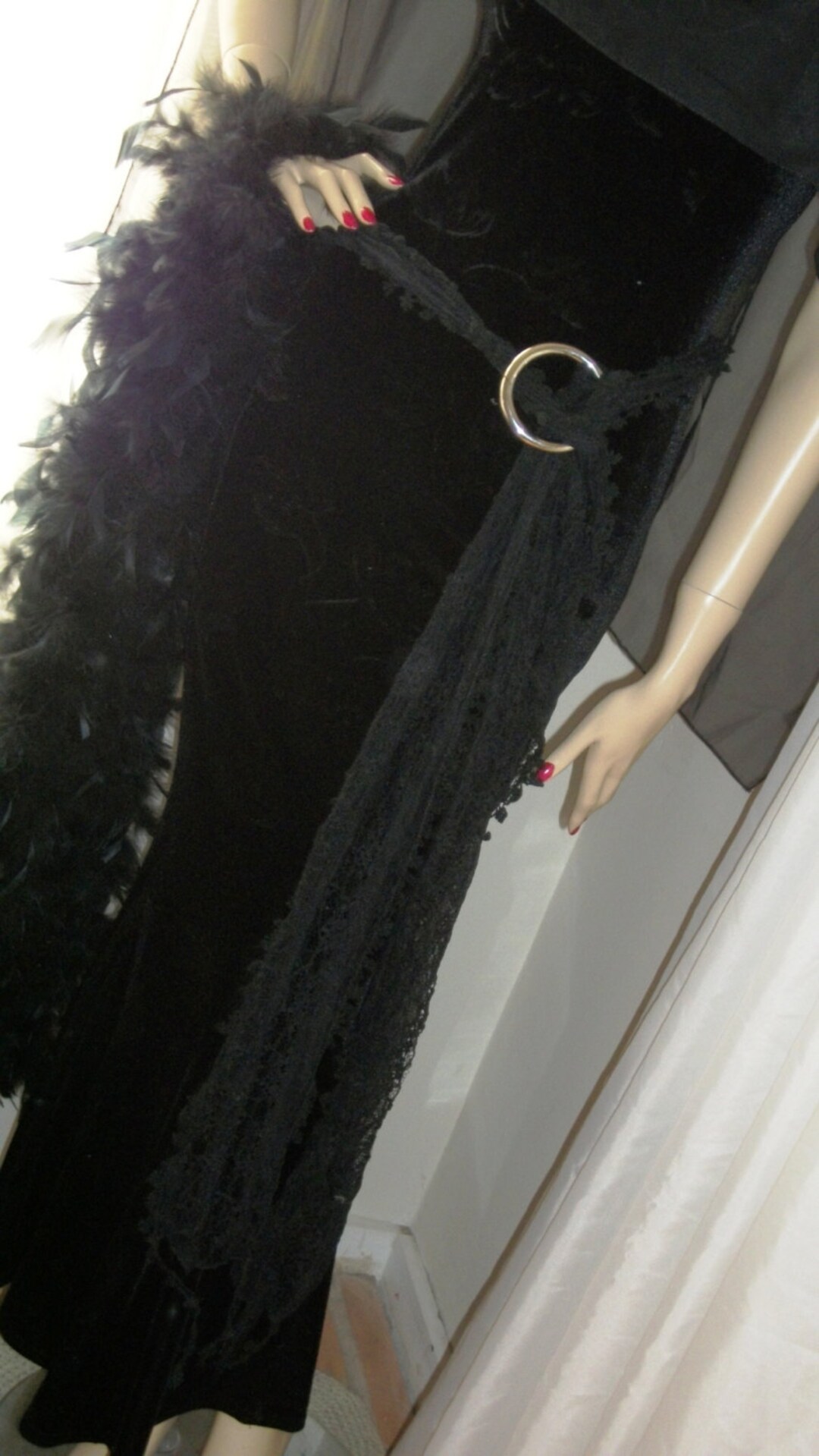 1920s 1930s Flapper Goth Style Black Lace Belt Original Design One Size ...