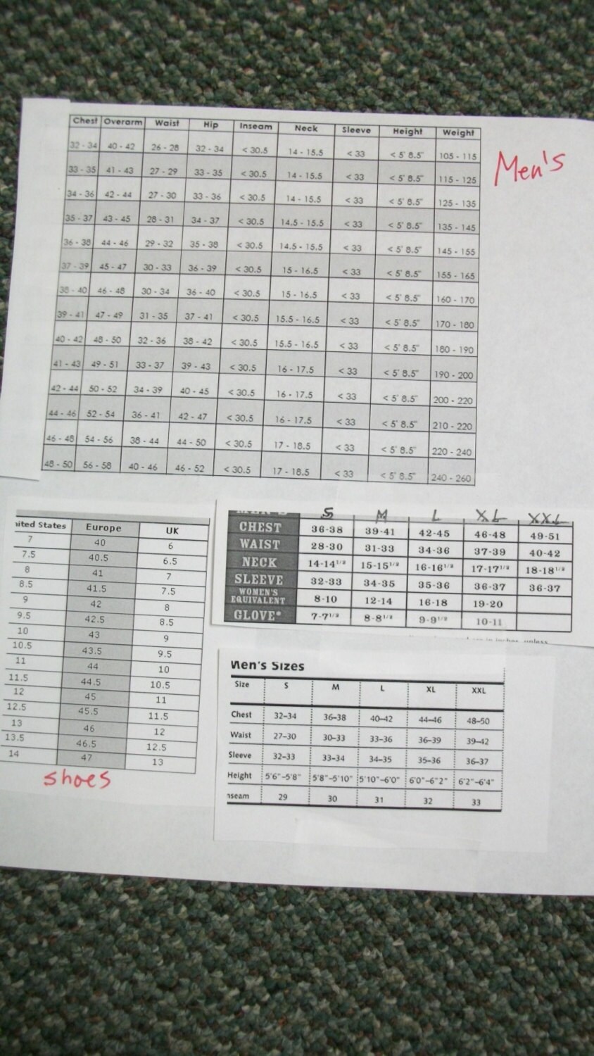 Size Chart for Customers Not for Purchase Please - Etsy