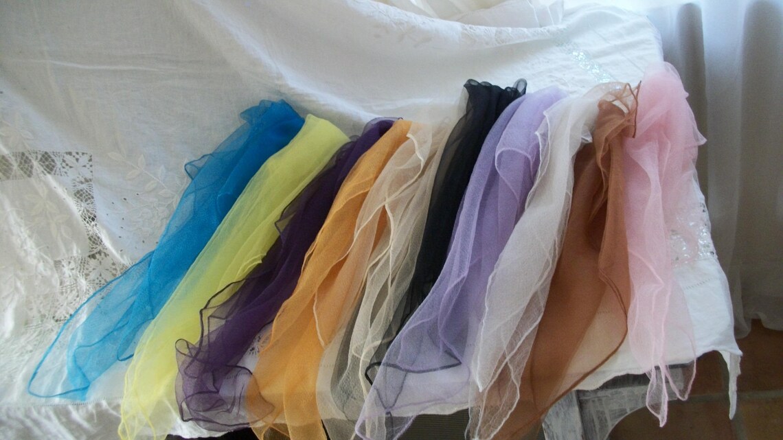 1950s Vintage Sheer Chiffon Neck Scarf Rockabilly 2 Each You - Etsy