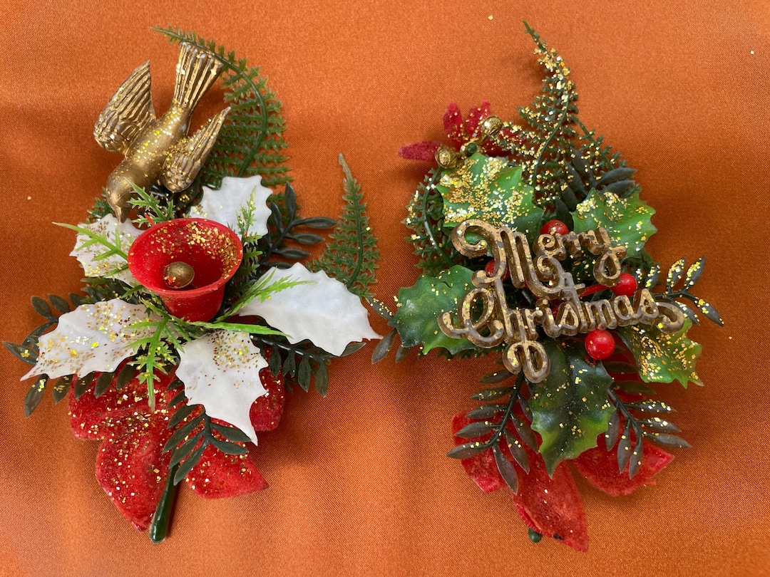Vintage 1940s 1950s Holiday Christmas Corsages Original Boxes Set of 2 ...