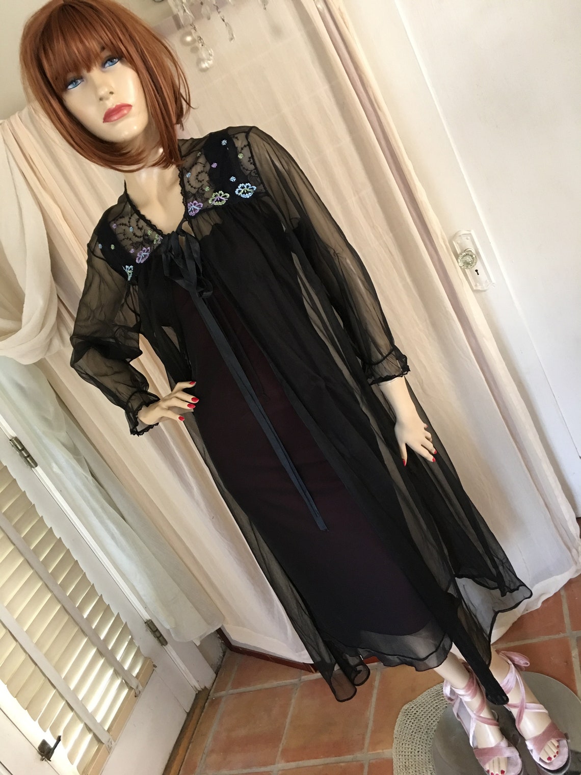 Vintage Sheer Black 1920s Flapper Style Duster Goth Size M or | Etsy