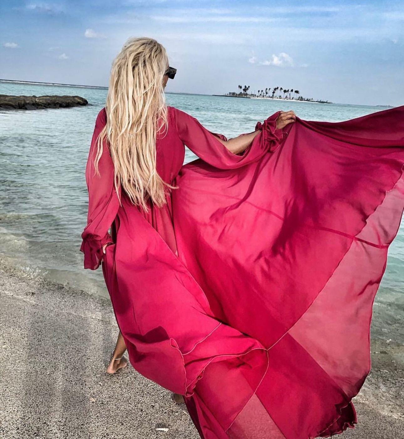 Flowy Beach Dress Sewing Pattern, Womens Maxi Cover-up PDF Pattern, DIY ...