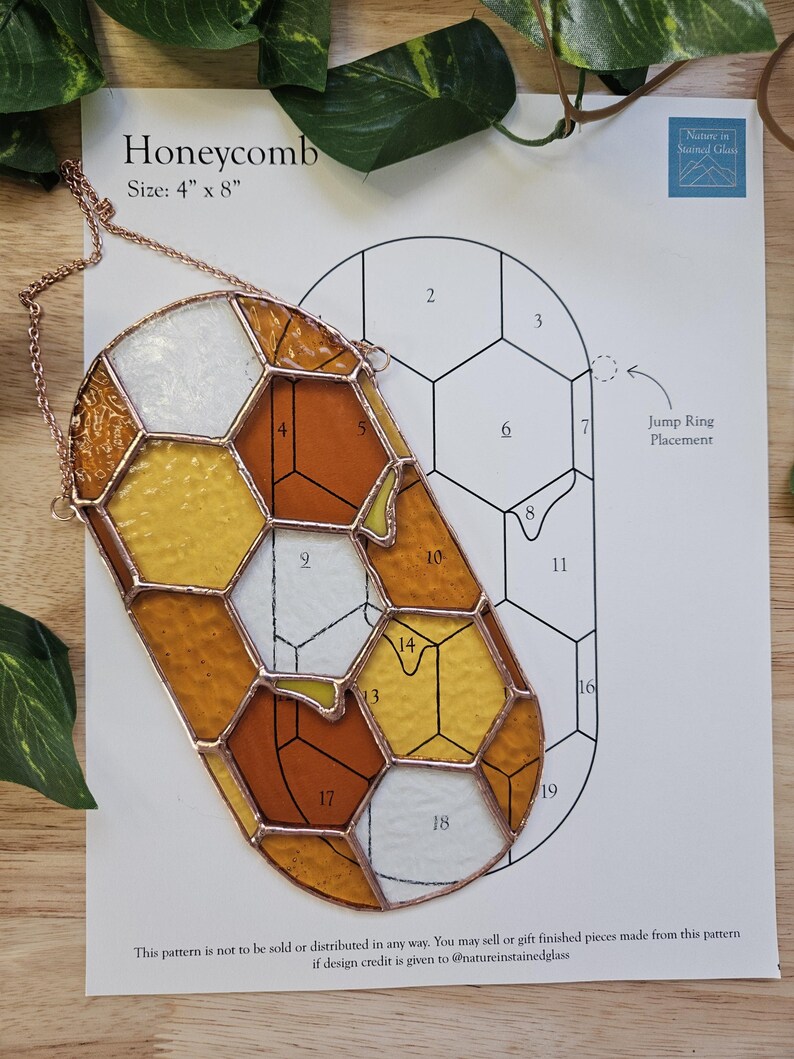 Digital Pattern for Honeycomb Stained Glass Suncatcher Beginner ...