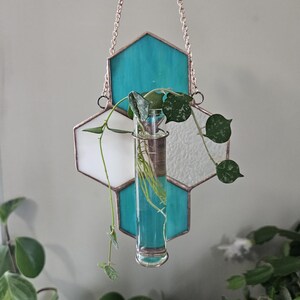 Turquoise Honeycomb Stained Glass Plant Propagation Station - Etsy
