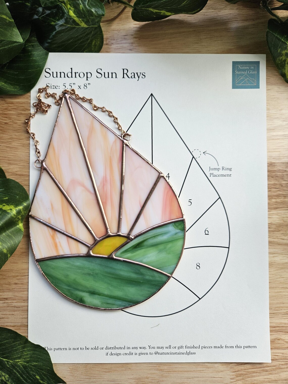 Digital Pattern for Sundrop Sun Rays Stained Glass Suncatcher ...