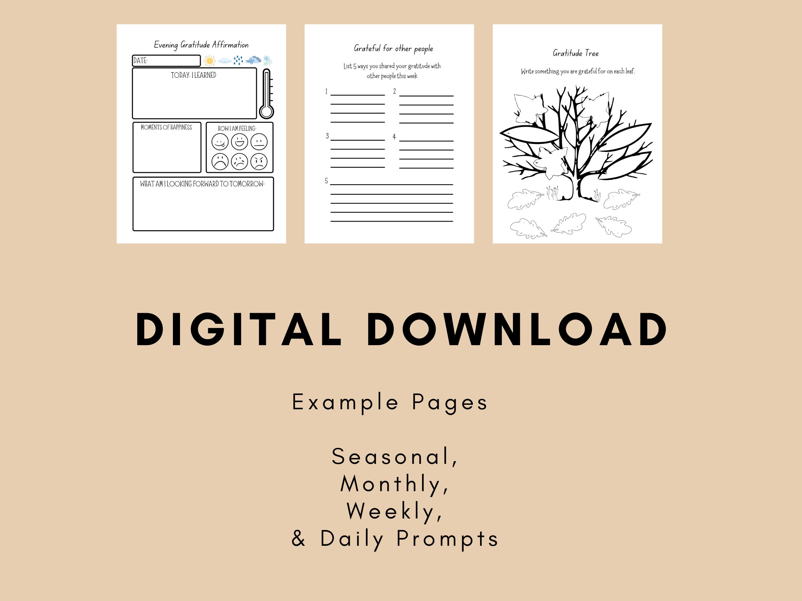 Gratitude Worksheets for Young Children DIGITAL PDF PRINTABLE Morning ...