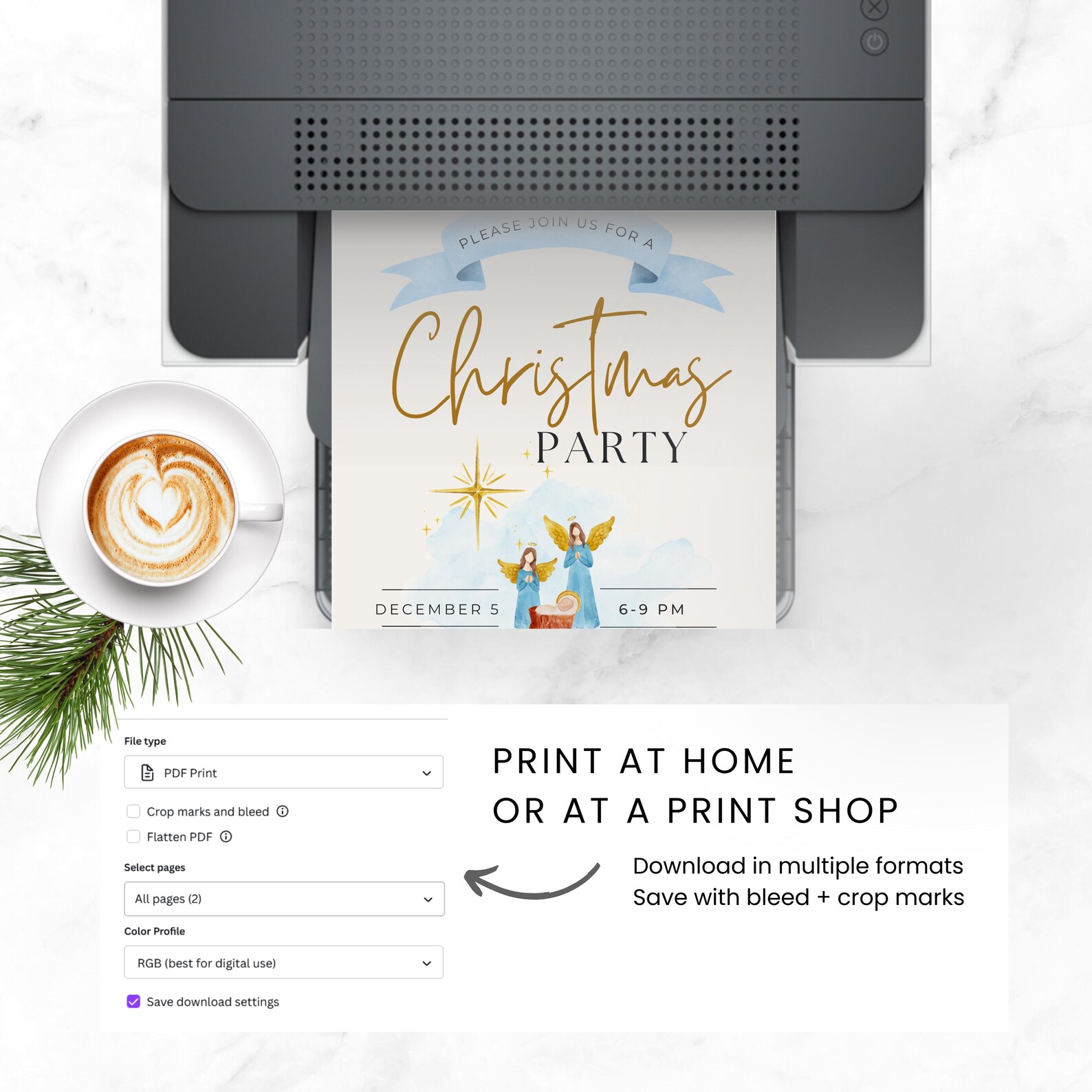 Elegant Nativity Christmas Party Invitation, Editable Canva Template ...