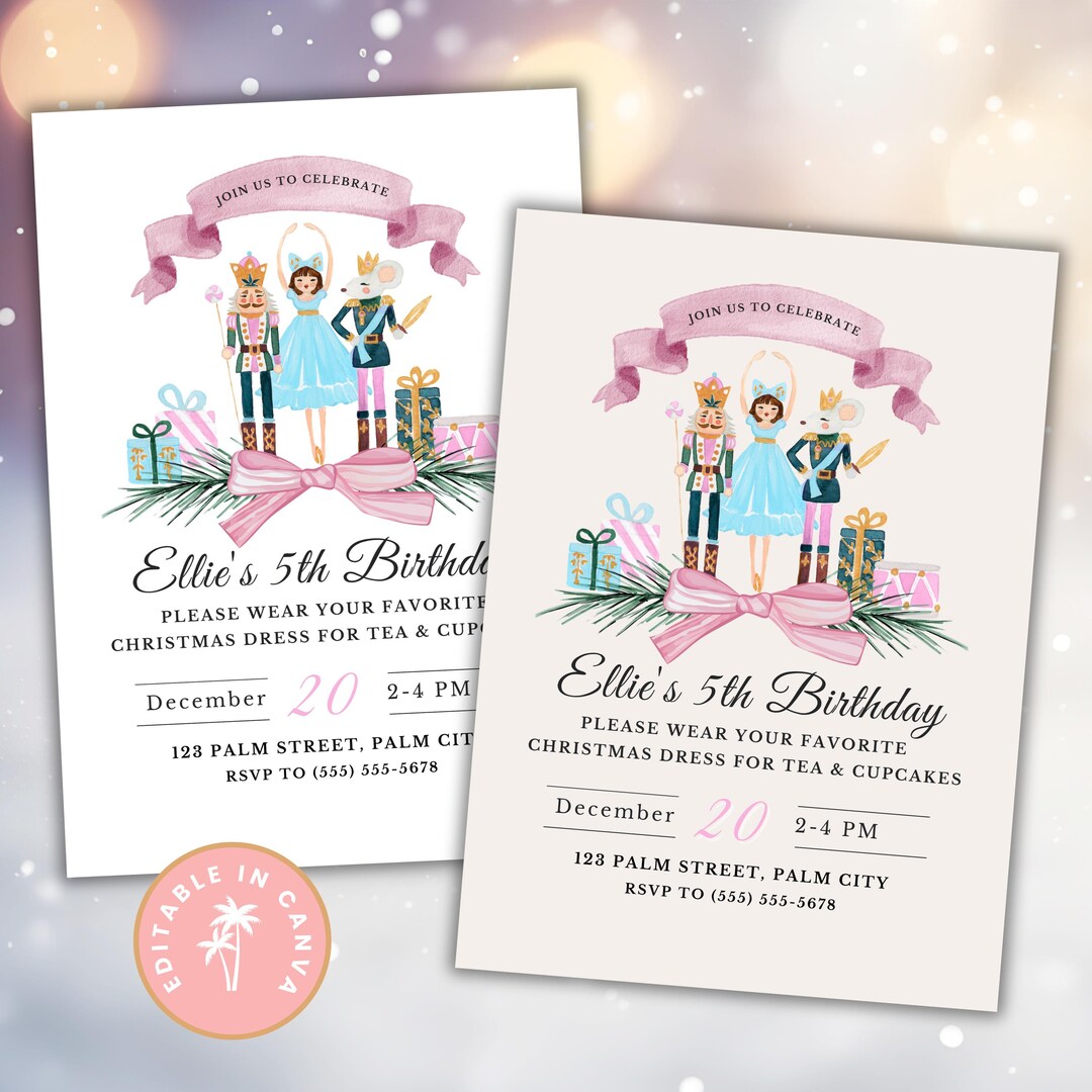 Nutcracker Ballerina Party Invitation, Ballet Dance Birthday, Christmas ...
