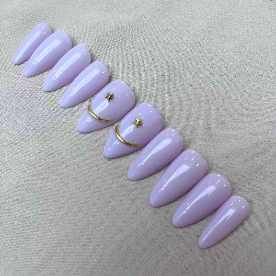 Stylish Gel Nails Set - Minimalist Pink Star Press on - Perfect Gift ...