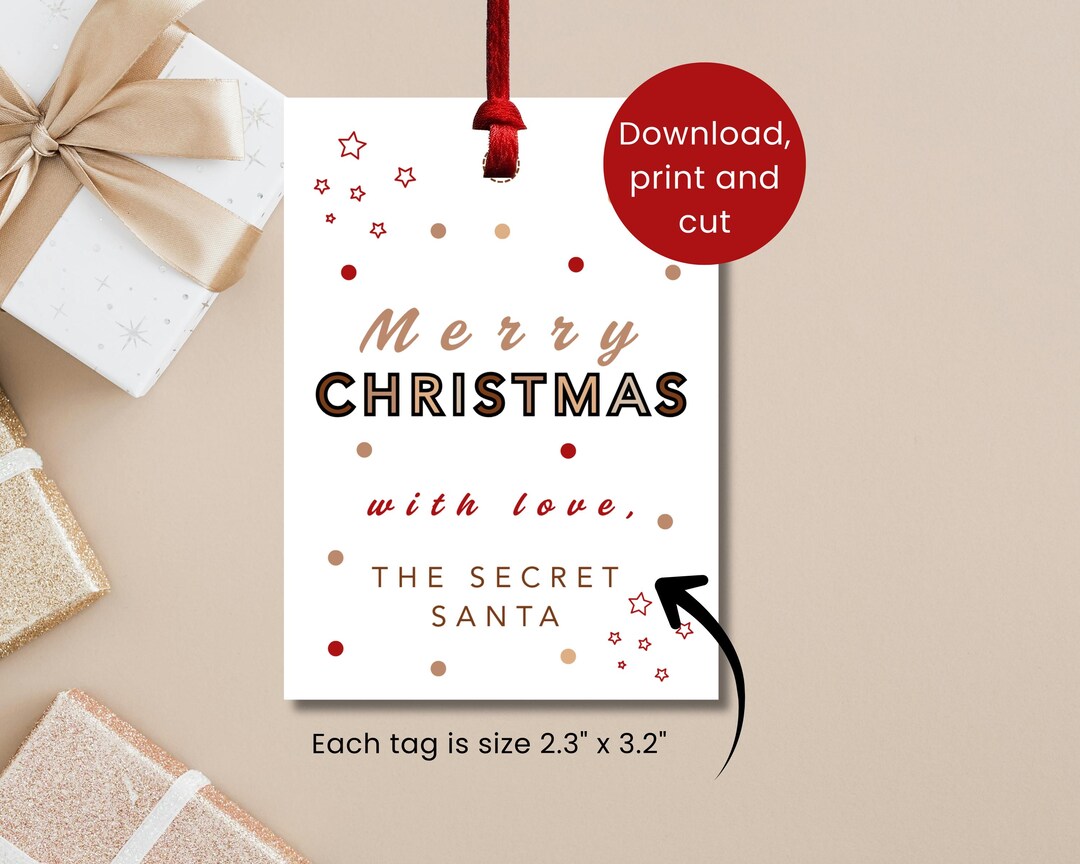 Secret Santa Gift Tag, Secret Santa Tags, Secret Santa Printable ...