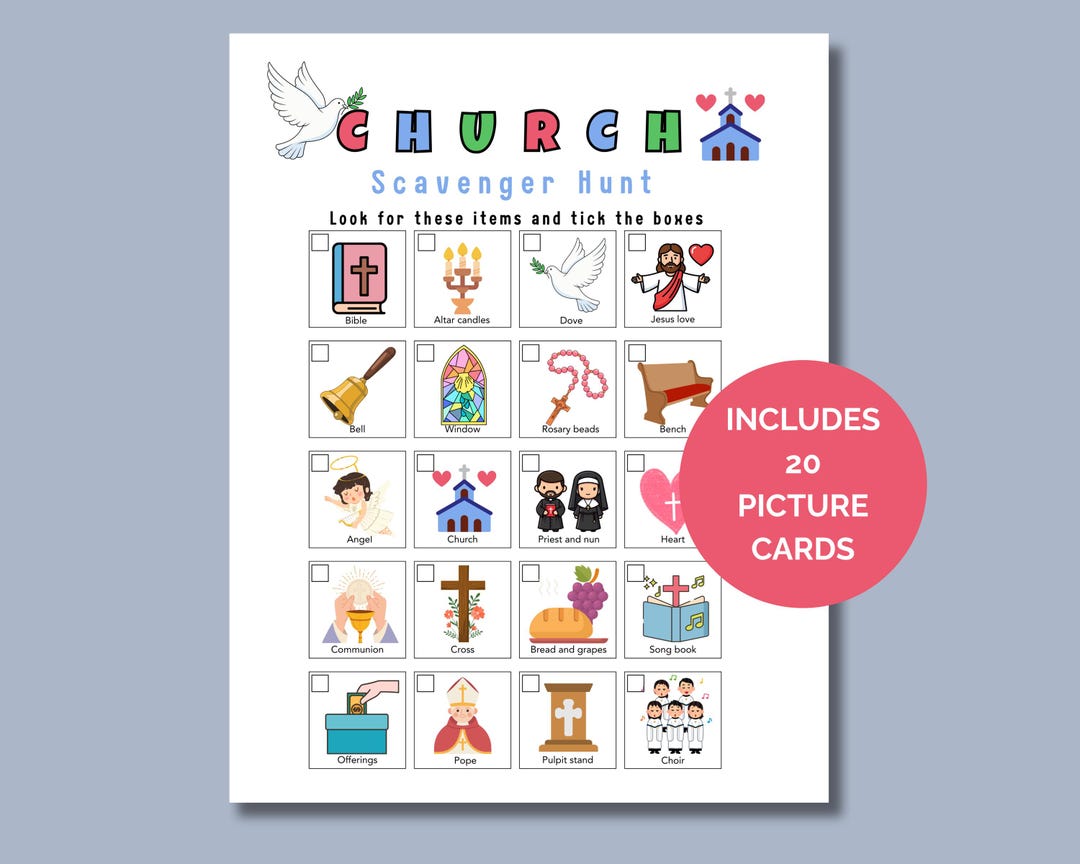 Church Scavenger Hunt for Kids, Easter Scavenger Hunt Cards, Kids ...