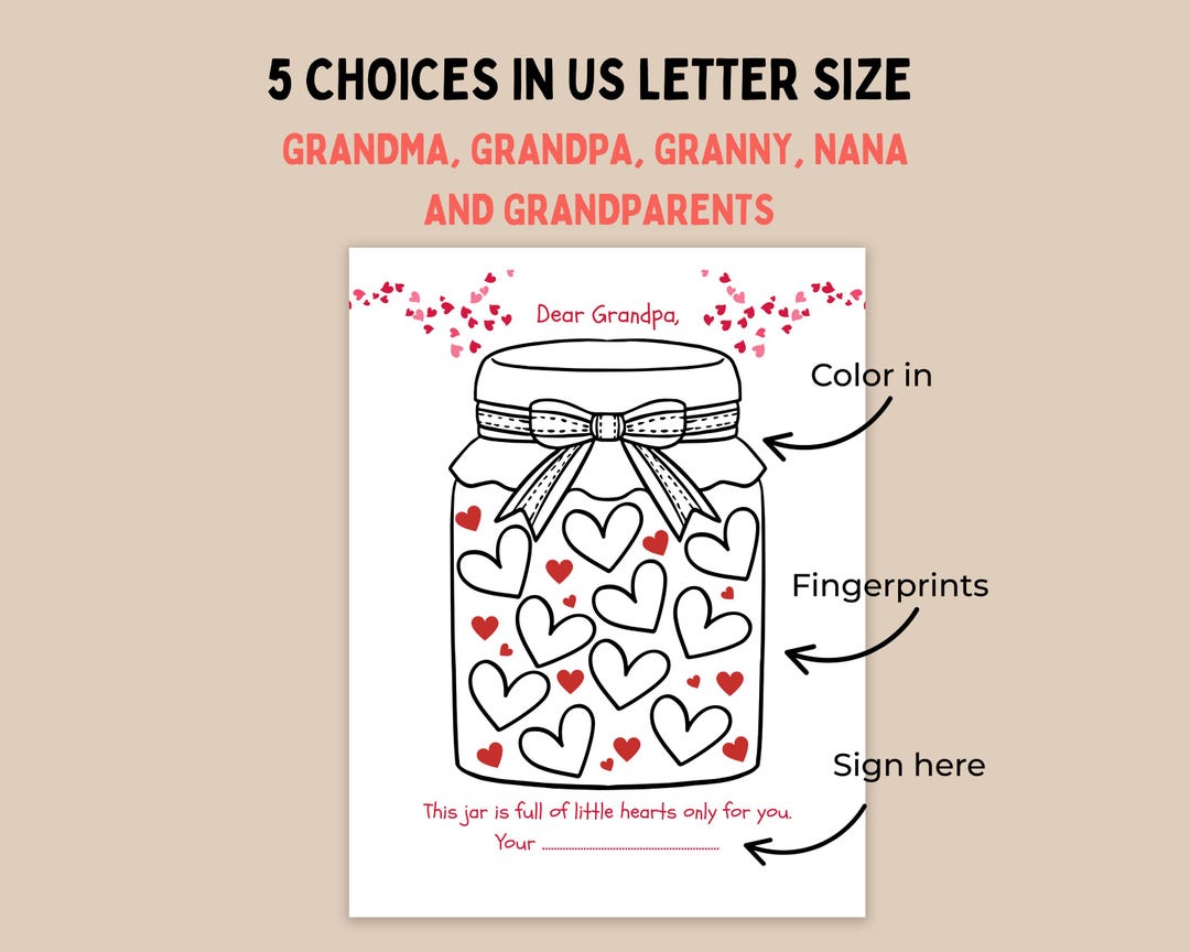 Grandparents Day Fingerprint Craft, Personalized Fingerprint Jar Full ...