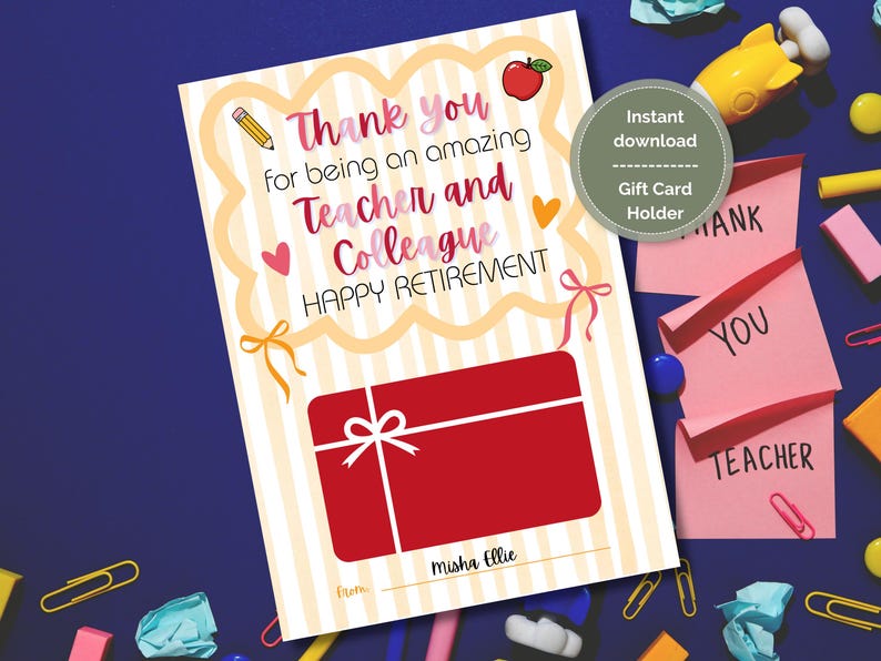 Retiring Teacher Appreciation Week Gift Card Holder, End-of-school-year ...