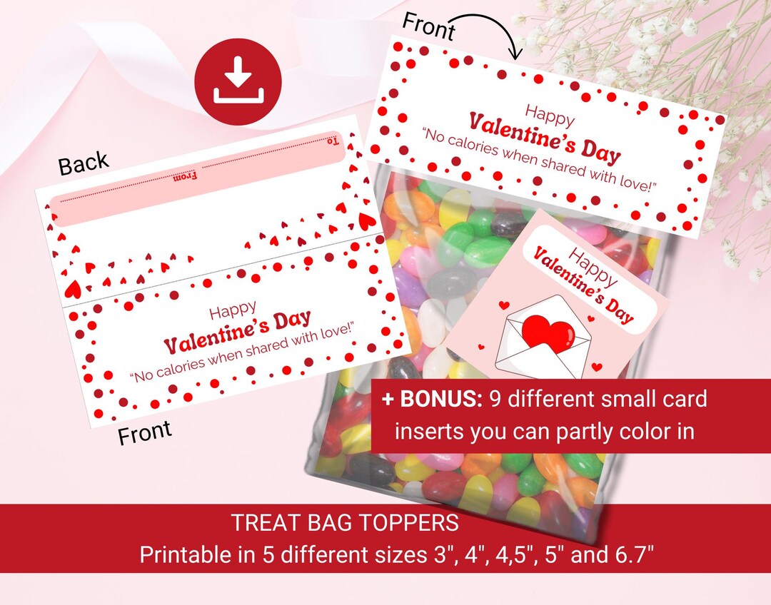 School Happy Valentine's Day Bag Toppers for Classmates. Cookie Bag ...