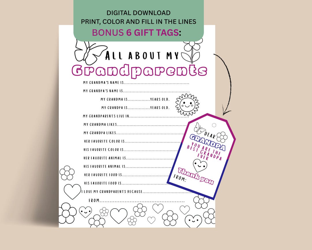 All About My Grandparents Day Family Activity for Kids With Bonus: 6 ...