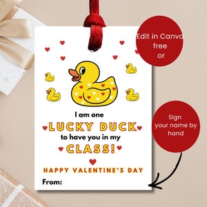 Rubber Ducks Gift Tags, Lucky Duck Non-candy Valentine, One Lucky Duck ...