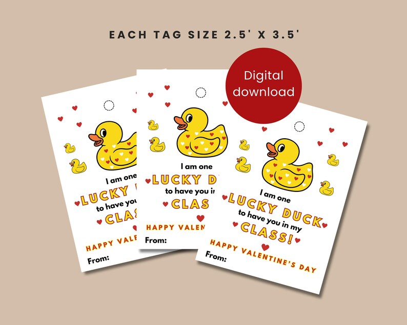 Rubber Ducks Gift Tags, Lucky Duck Non-candy Valentine, One Lucky Duck ...