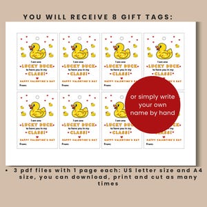 Rubber Ducks Gift Tags, Lucky Duck Non-candy Valentine, One Lucky Duck ...