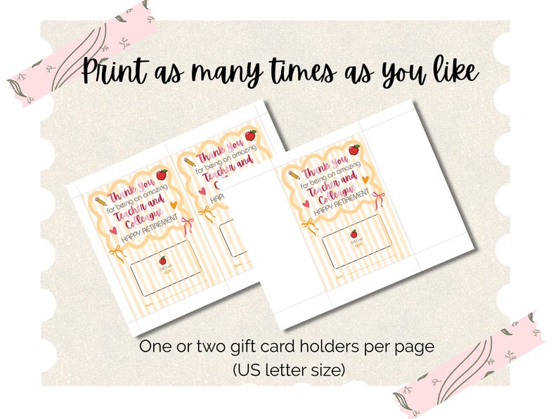 Retiring Teacher Appreciation Week Gift Card Holder, End-of-school-year ...