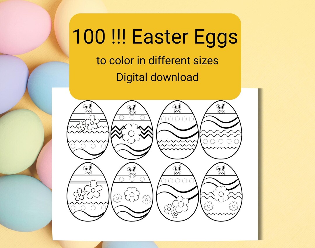 100 Easter Eggs on 32 Coloring Pages. Classroom and Preschool Activity ...