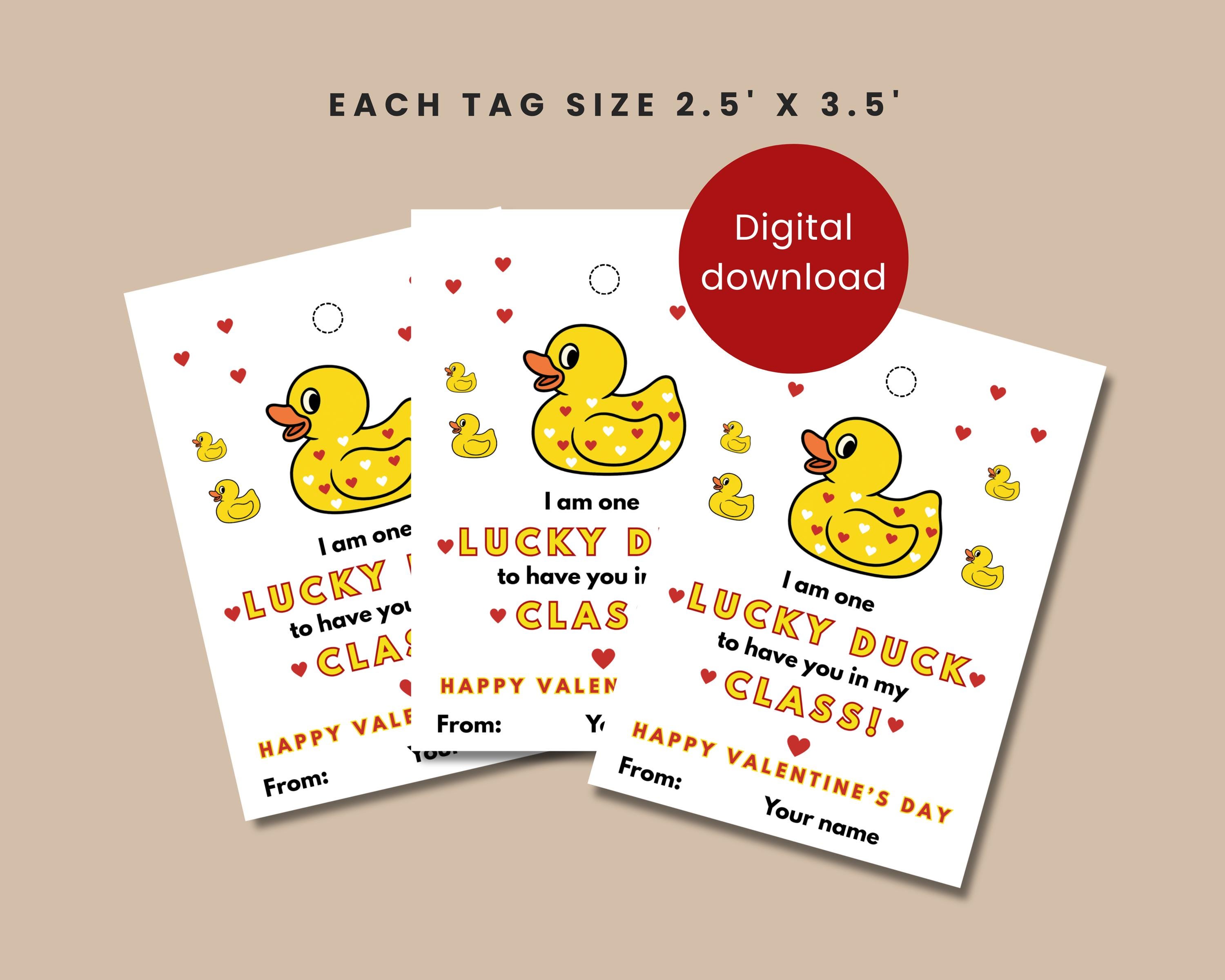 Rubber Ducks Gift Tags, Lucky Duck Non-candy Valentine, One Lucky Duck ...