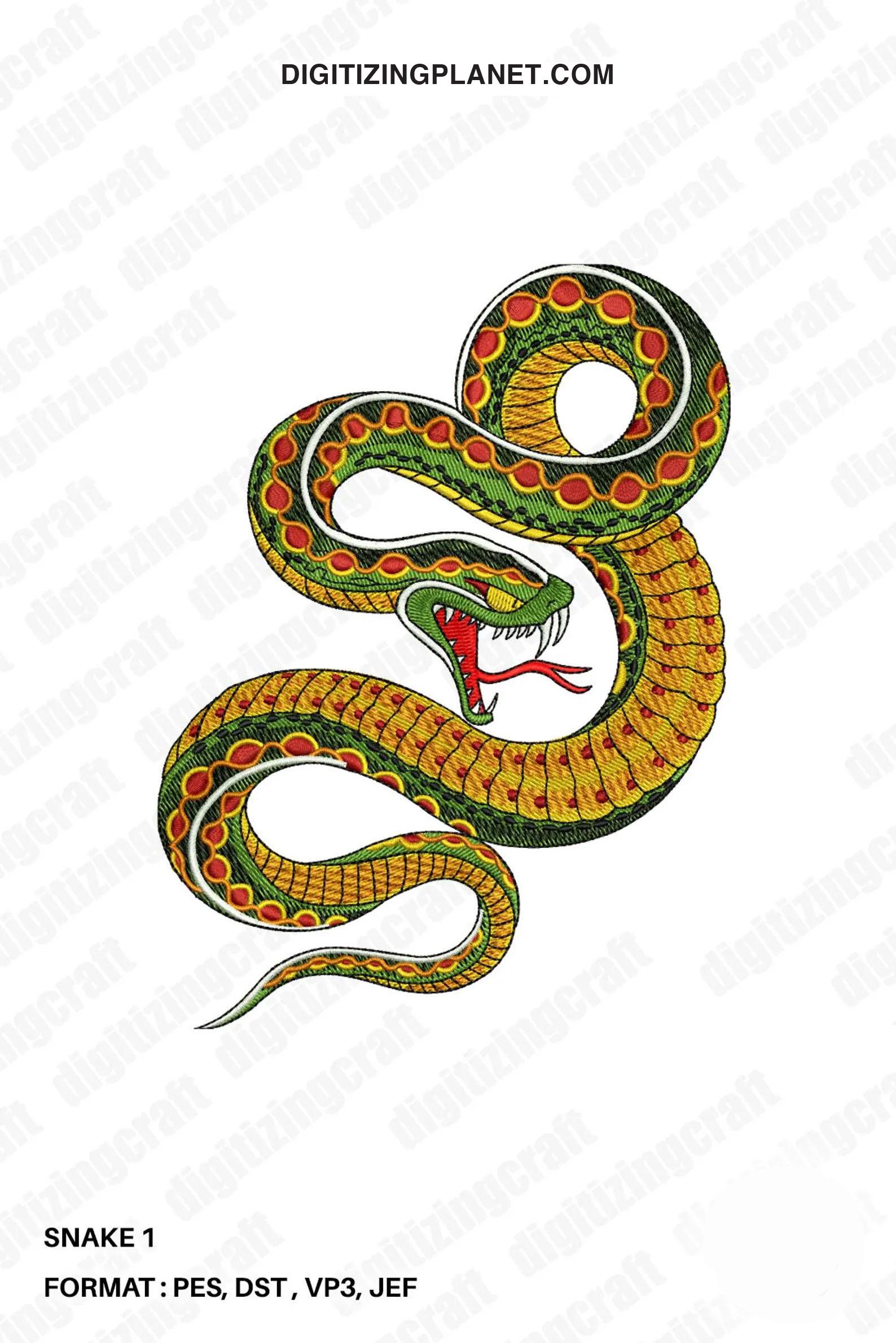 Snake Embroidery Design File - Etsy