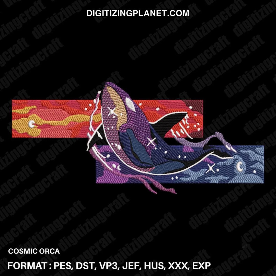 Cosmic Orca Embroidery Design File,universe,galaxy,ocean,machine ...