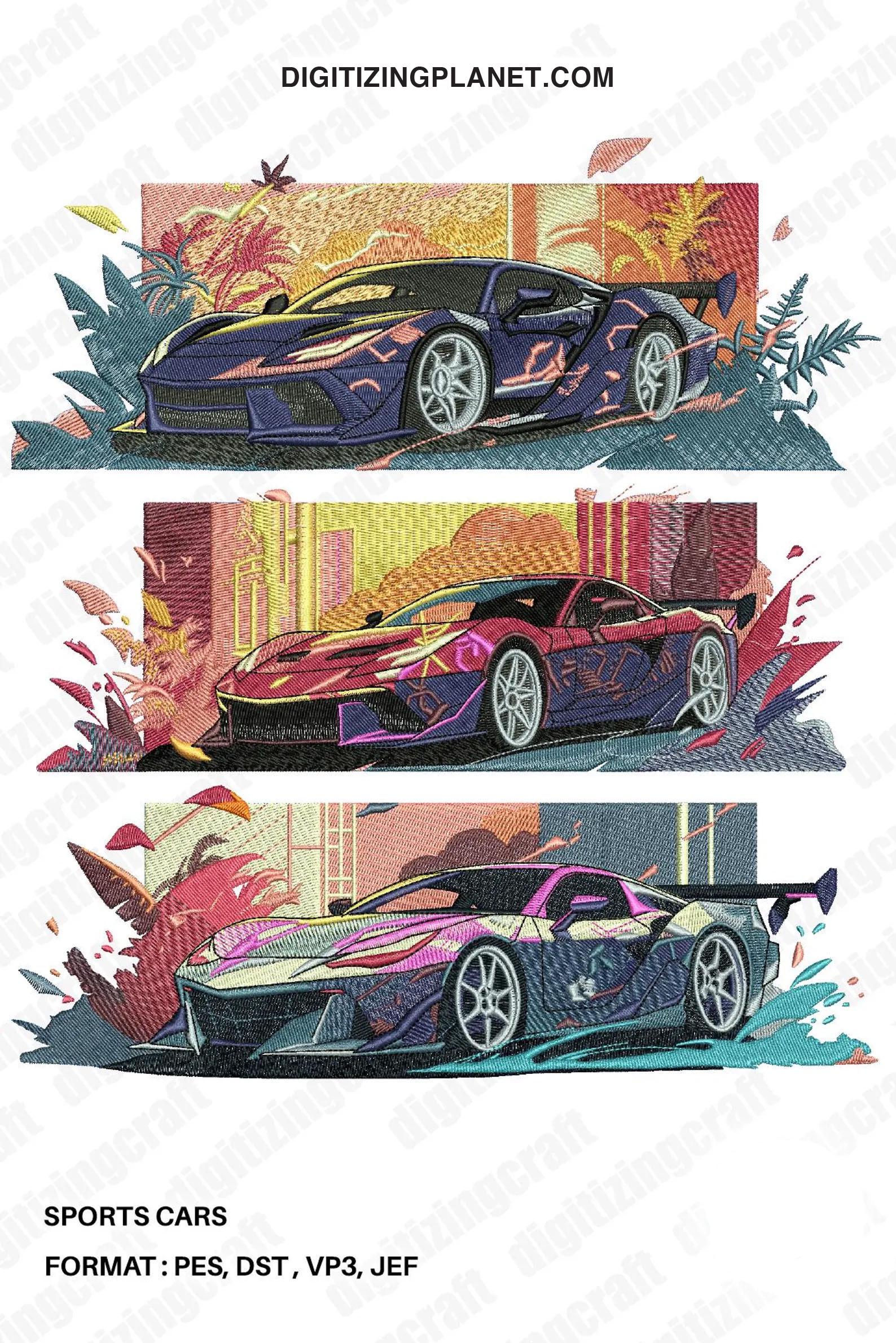 Sports Cars Embroidery Design File,race Cars,drift,machine Embroidery ...