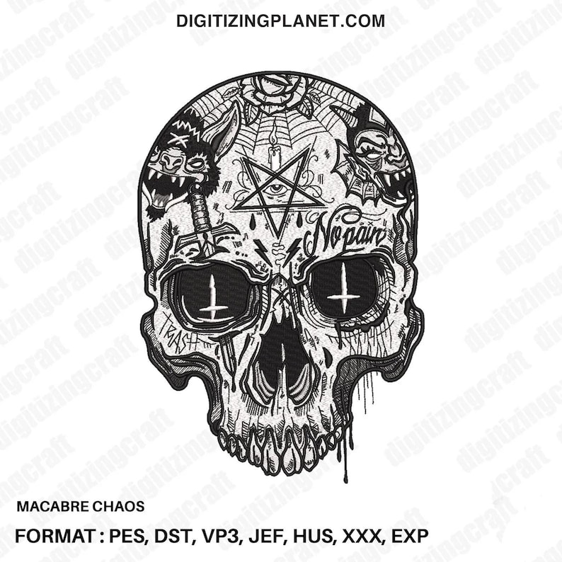 Macabre Chaos Embroidery in 3 Sizes ,gothic,goth Design,dark Soul ...
