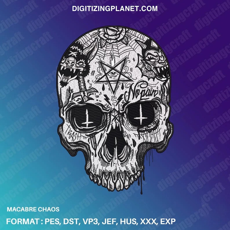 Macabre Chaos Embroidery in 3 Sizes ,gothic,goth Design,dark Soul ...