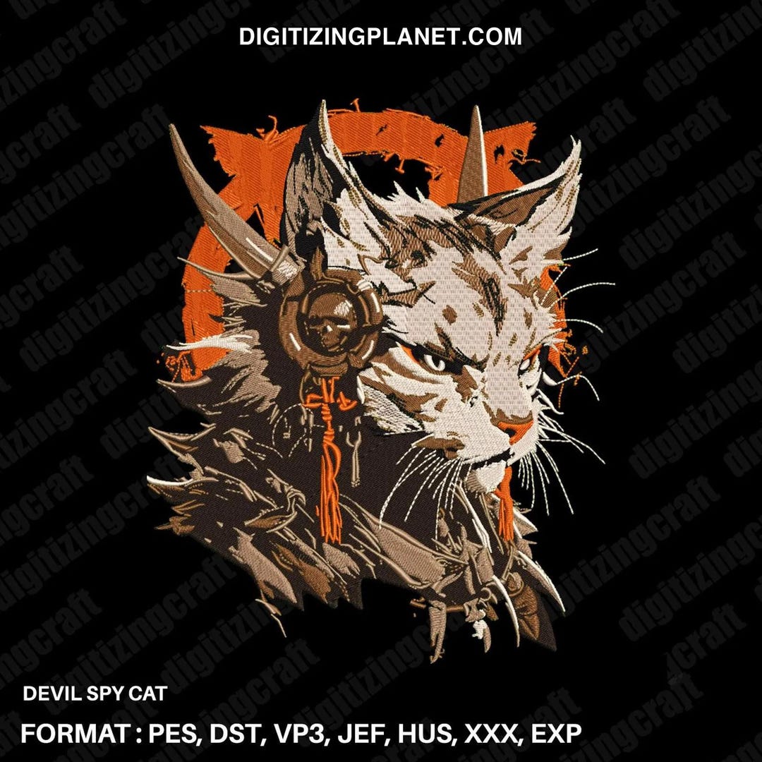 Devil Spy Cat Embroidery Design File,spy Cat,machine Embroidery Design ...