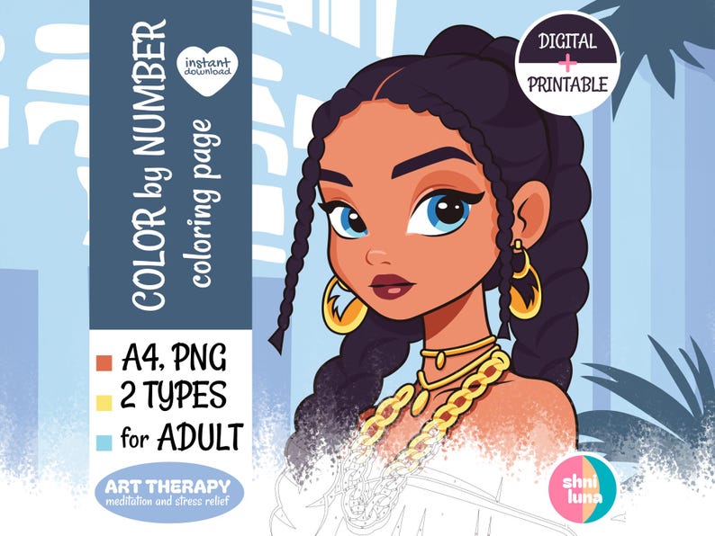 Digital Coloring Page for Adults and Teens “cartoon Princess ...