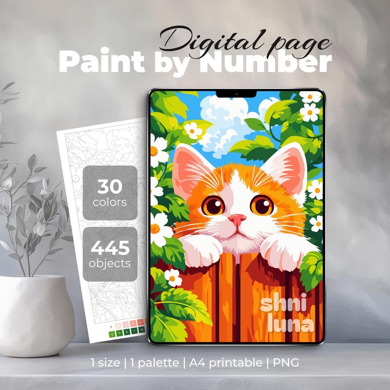 Cat Paint by Number Cute - Etsy