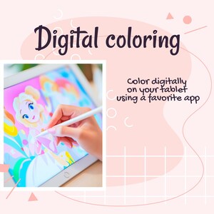 Digital Coloring Page for Stress Relief Cartoon Princess Paint by ...