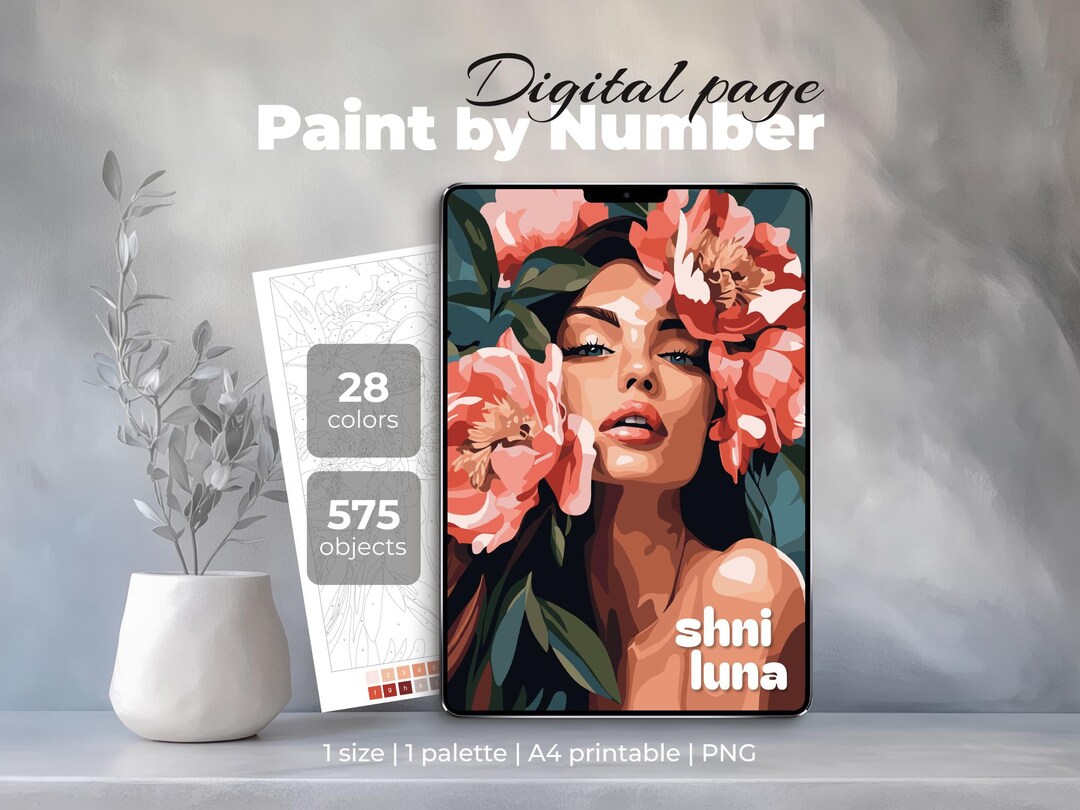 Paint by Number for Adult, Digital Color by Number, Printable Coloring ...