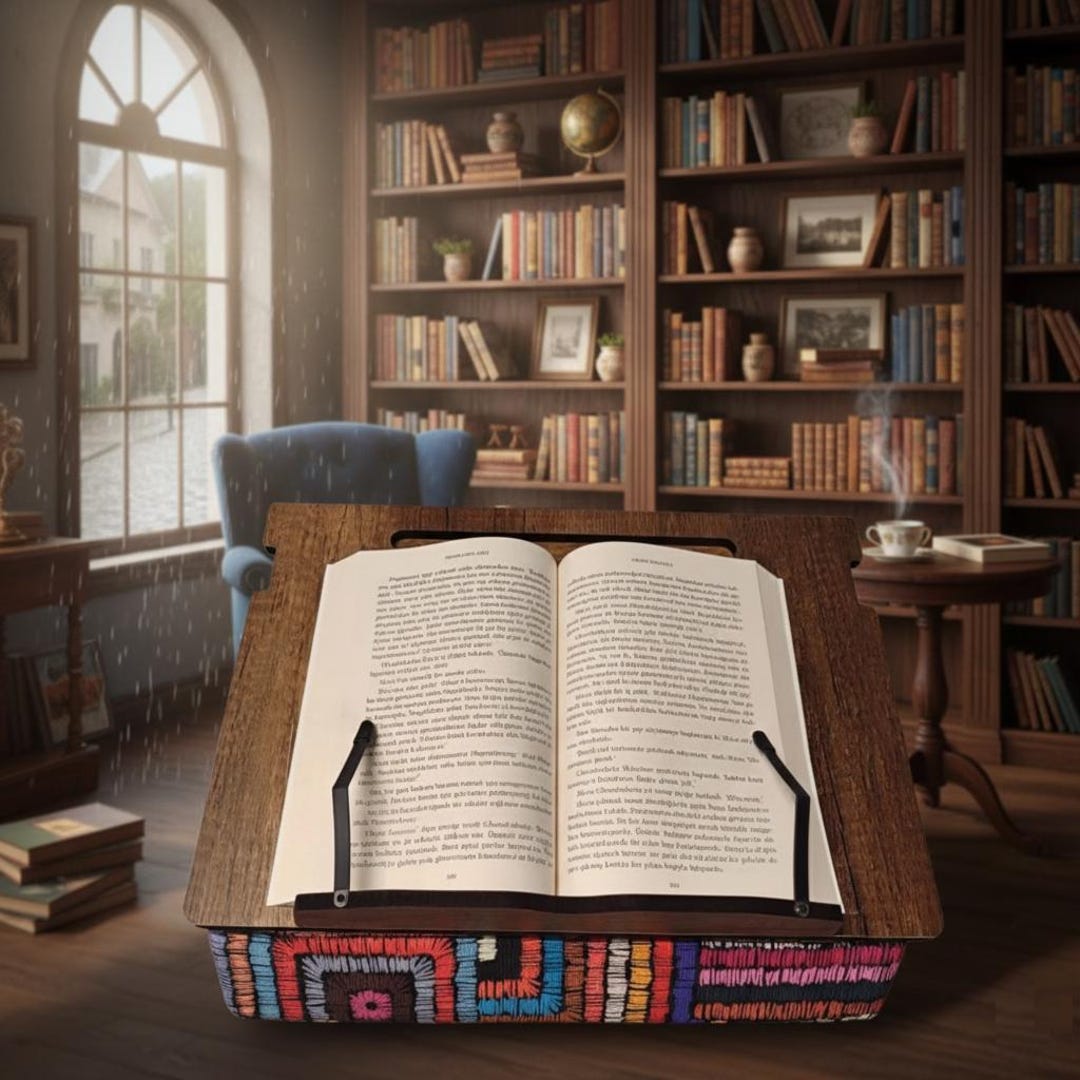 Ergonomic Adjustable Laptop & Book Stand With Storage, Foldable Reading ...