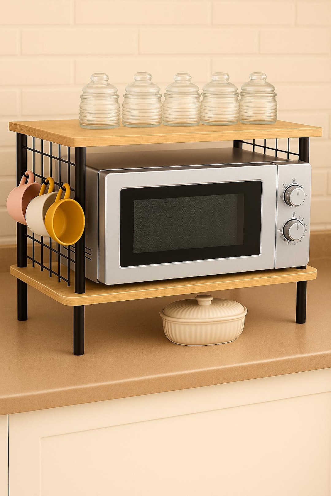 Microwave Shelf With Storage, Kitchen Counter Organizer - Etsy