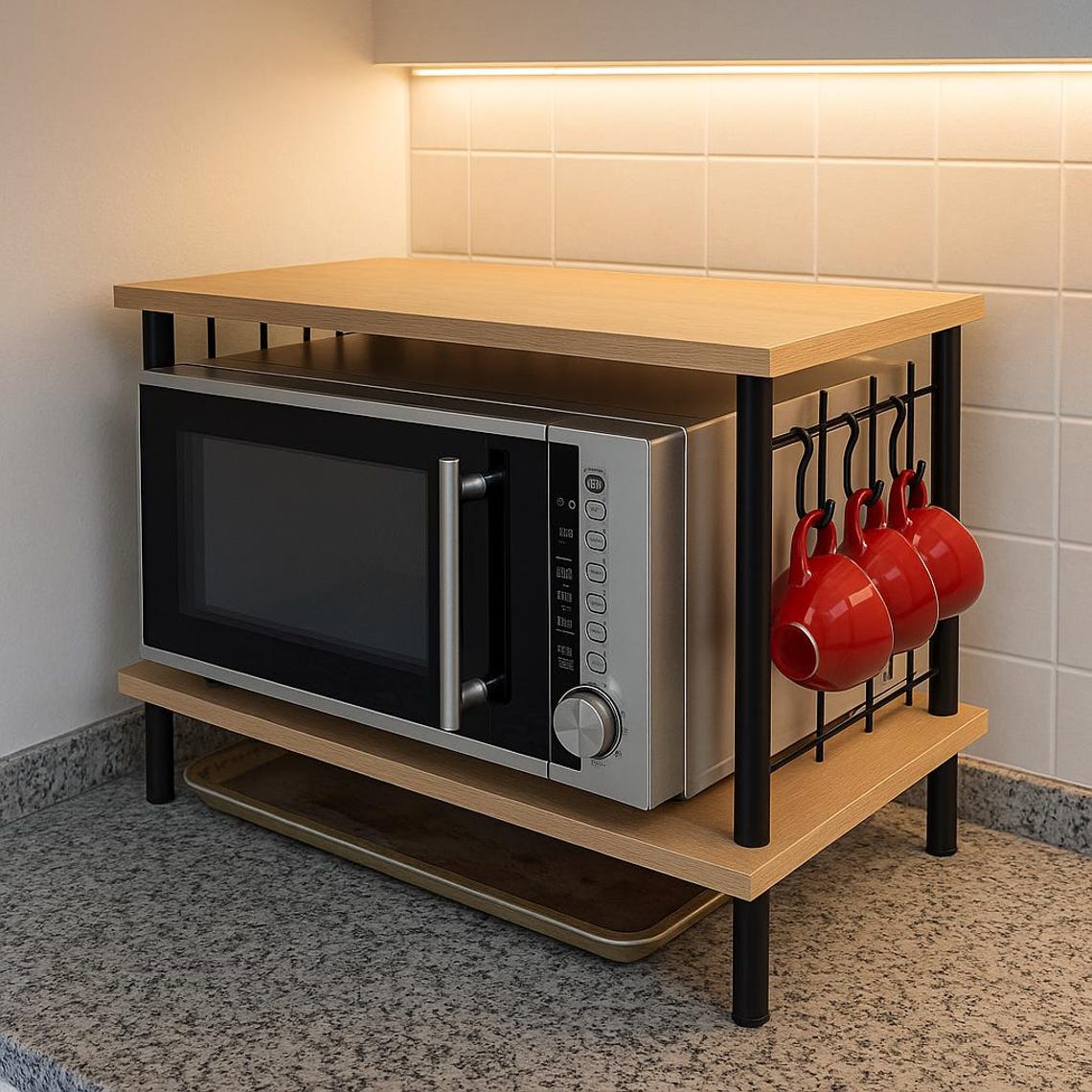 Microwave Shelf With Storage, Kitchen Counter Organizer - Etsy
