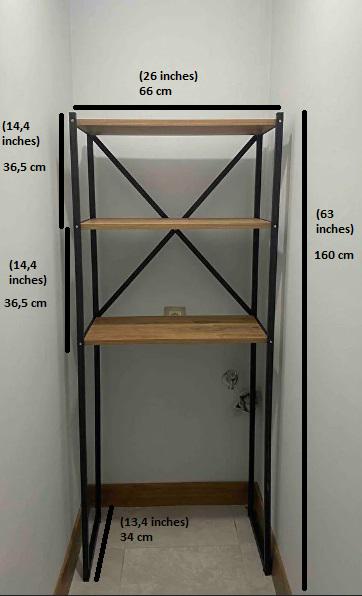 Industrial Metal & Wood Laundry Room Shelf Unit, Bathroom Organizer ...