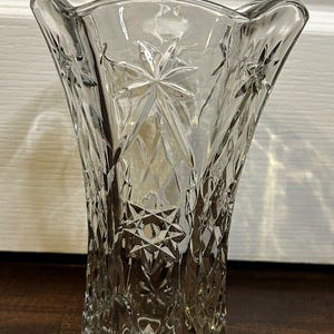 Vintage 80s Crystal Star of David Flower Vase Wide Top Heavy Holiday ...