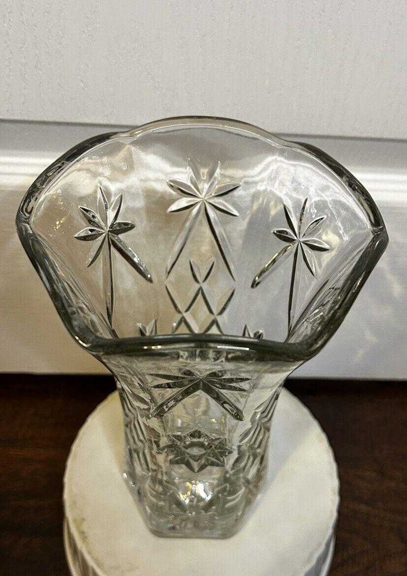 Vintage 80s Crystal Star of David Flower Vase Wide Top Heavy Holiday ...