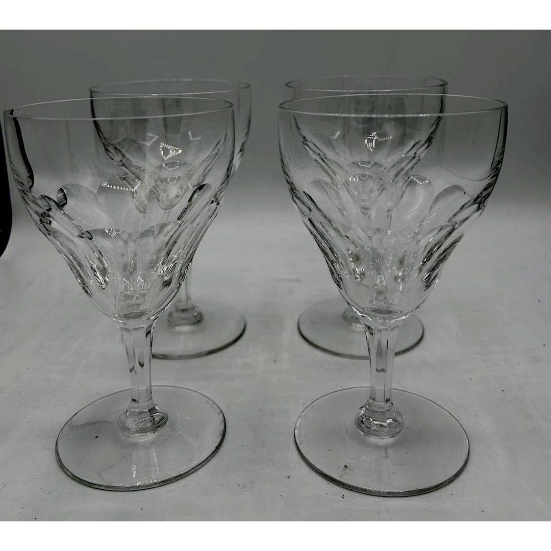 RARE Vintage Val St Lambert MONTANA Pattern Crystal Stem Wine Glasses ...