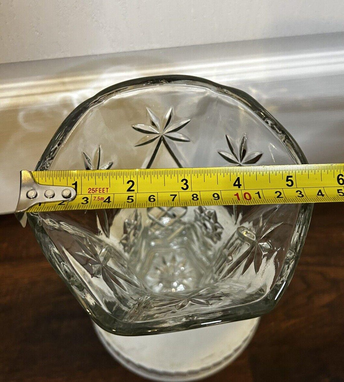 Vintage 80s Crystal Star of David Flower Vase Wide Top Heavy Holiday ...