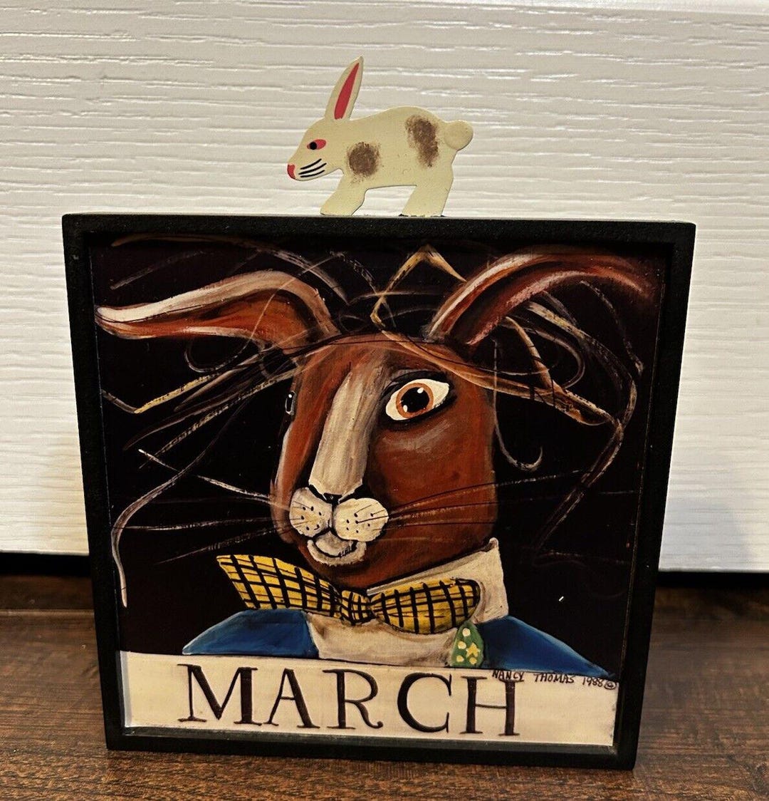 Nancy Thomas Folk Art Month of MARCH March Hare Rabbit Wild Hare 5 X 5 ...