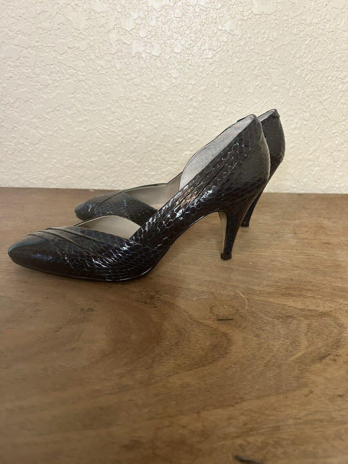 Vintage 80s J Renee Blue Snakeskin 3” Stilletto Heels 7.5 - Etsy