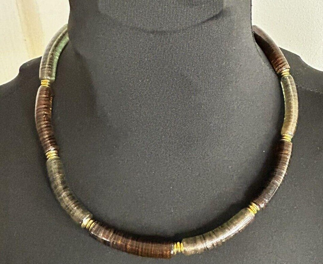 Vintage Perini Italian Murano Bubble Dual Color Glass Tube Bead Choker Necklace - Etsy