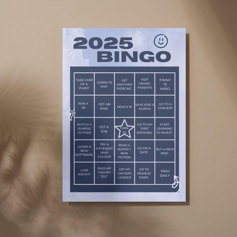 2025 Goal-setting Bingo Card - Fun & Editable Canva Template - Etsy