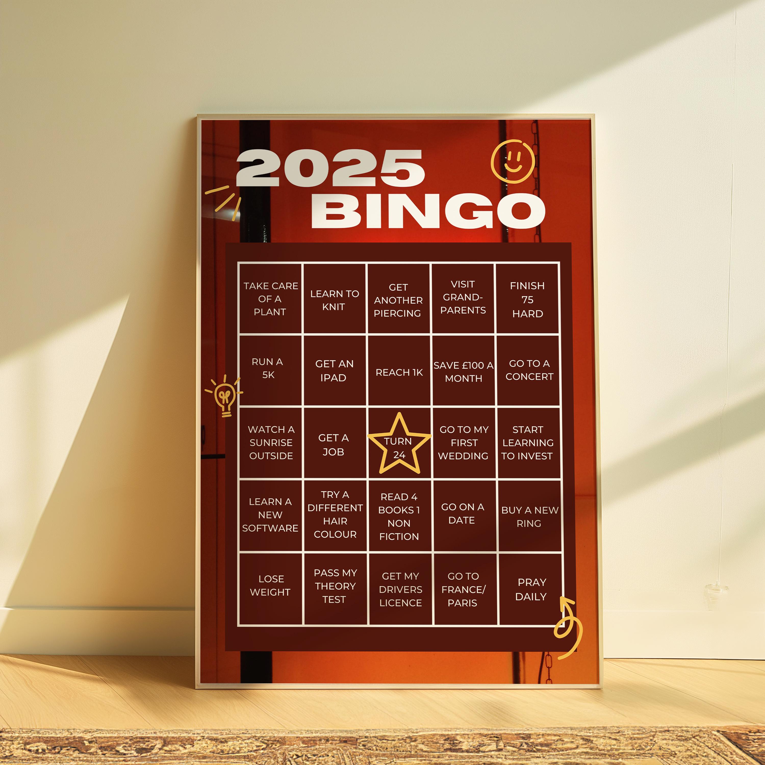 2025 Goal-setting Bingo Card - Fun & Editable Canva Template - Etsy