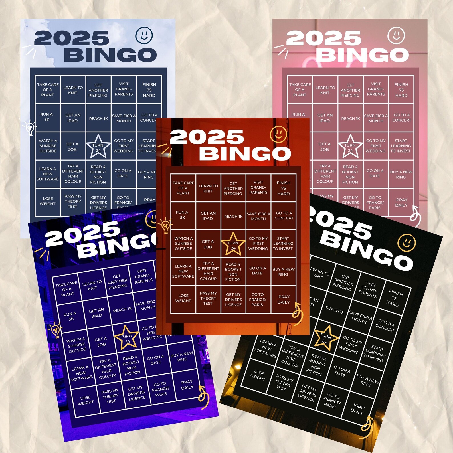 2025 Goal-setting Bingo Card - Fun & Editable Canva Template - Etsy